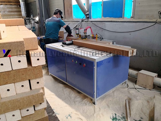 Wood sawdust block cutting machine