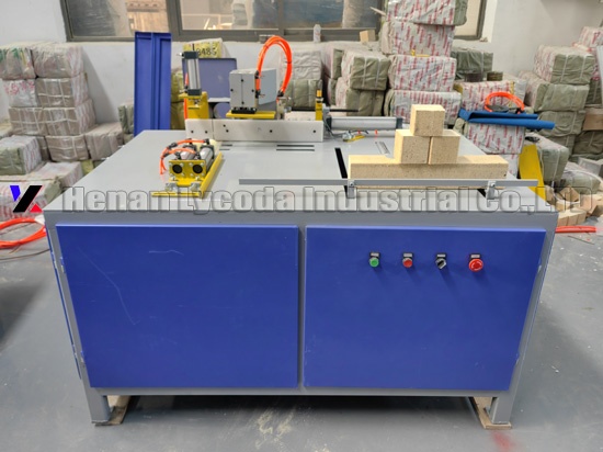 Wood sawdust block cutting saw machine